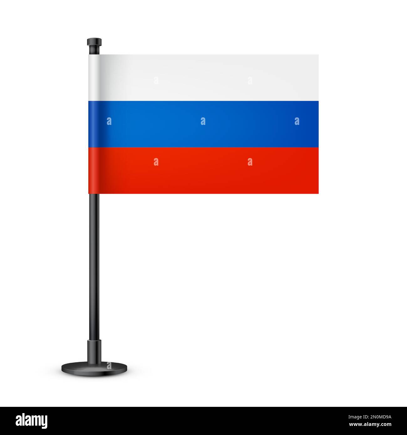 Realistic Russian table flag on a black steel pole. Souvenir from ...