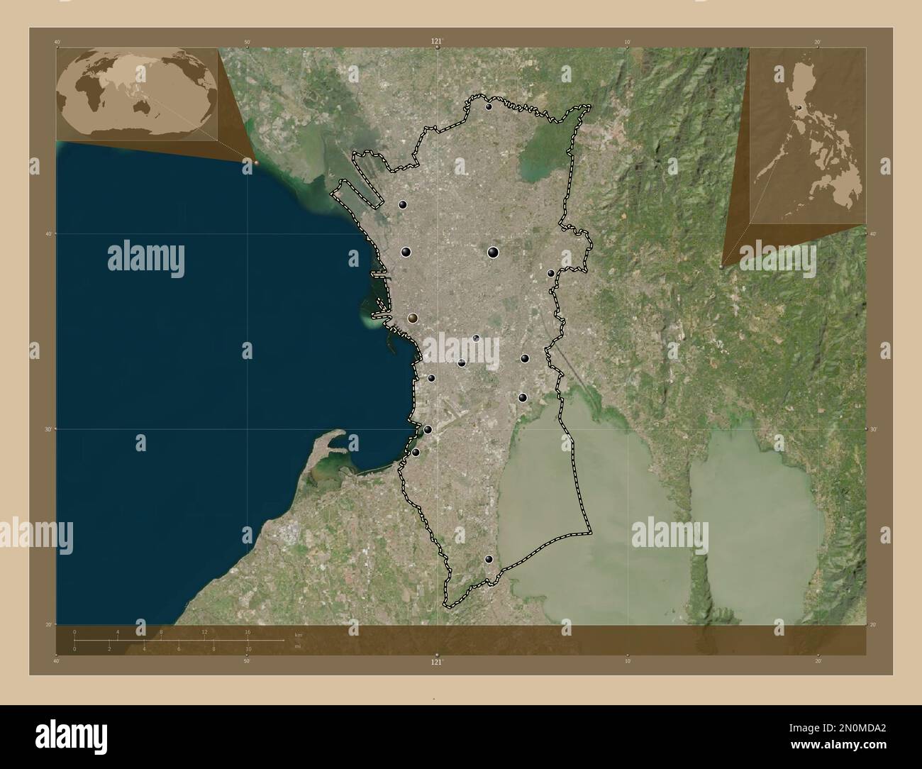 Metropolitan Manila, province of Philippines. Low resolution satellite ...