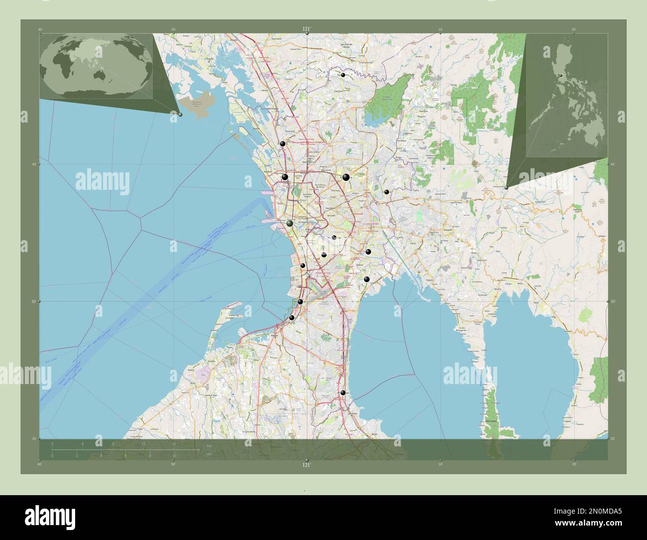 Metropolitan Manila, province of Philippines. Open Street Map ...