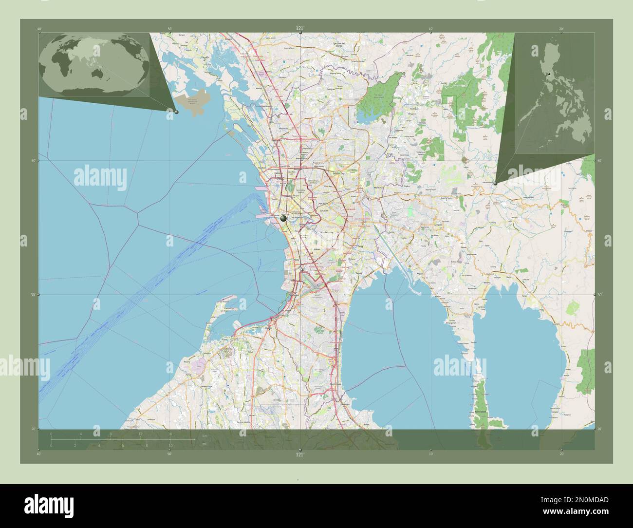 Metropolitan Manila, province of Philippines. Open Street Map. Corner ...