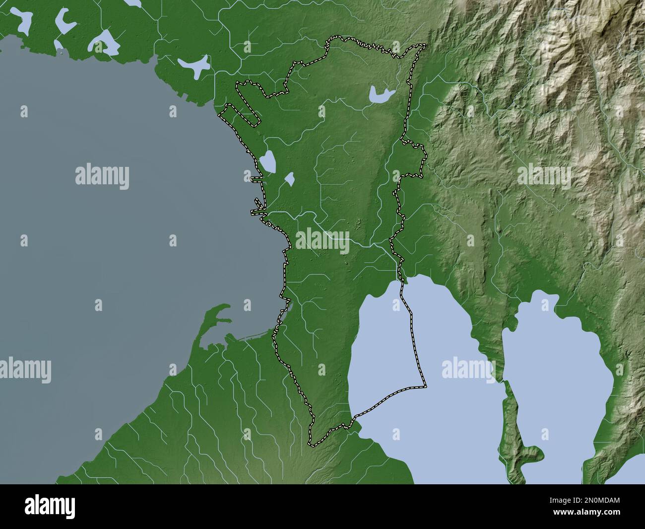 Metropolitan Manila, province of Philippines. Elevation map colored in ...