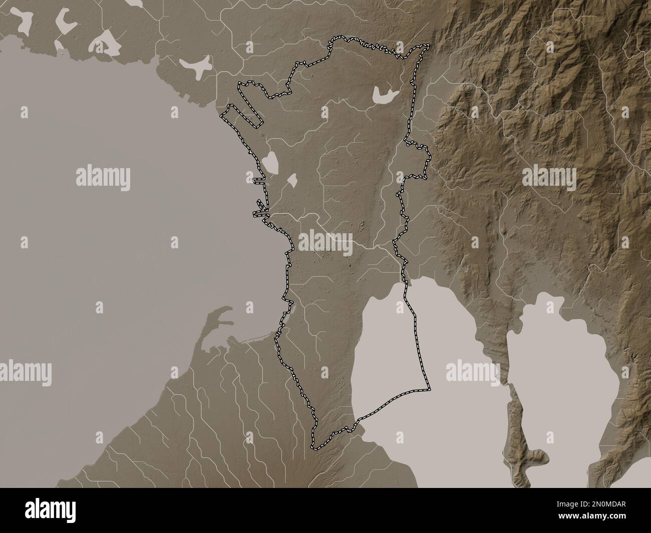 Metropolitan Manila, province of Philippines. Elevation map colored in ...
