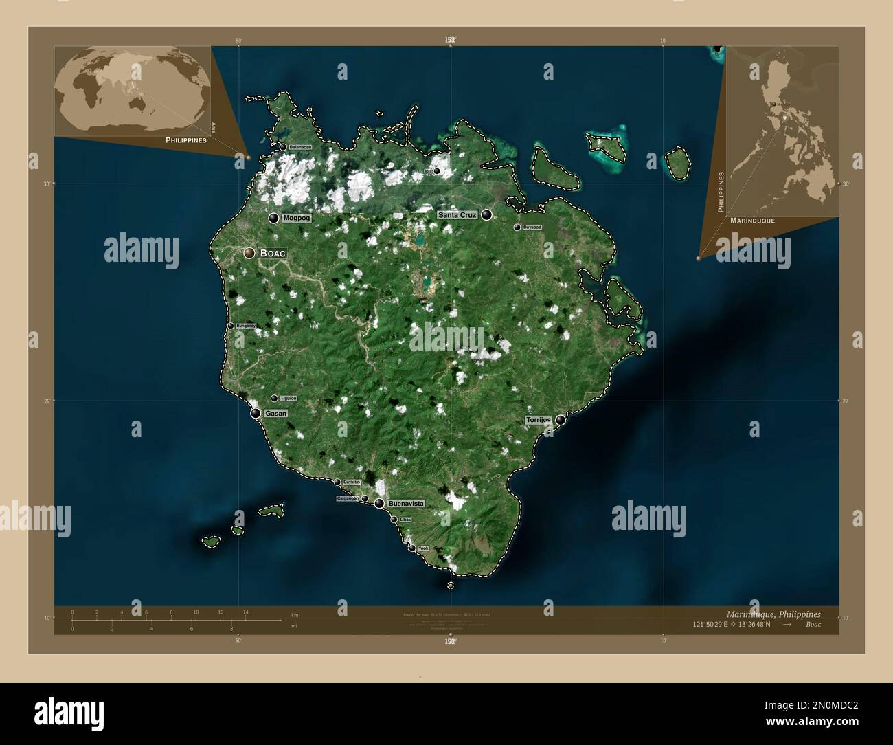 Marinduque, province of Philippines. Low resolution satellite map ...