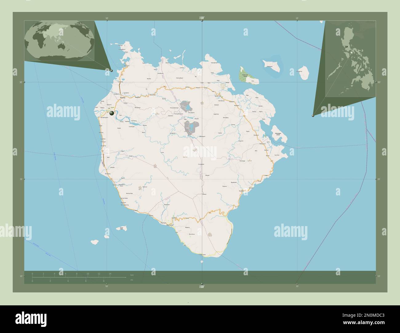Marinduque, province of Philippines. Open Street Map. Corner auxiliary ...