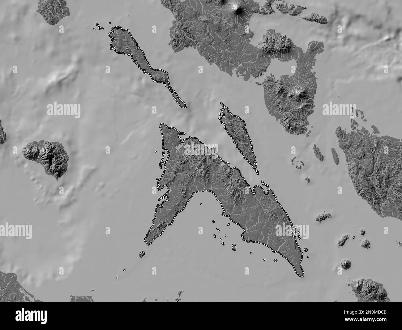 Masbate, province of Philippines. Bilevel elevation map with lakes and ...