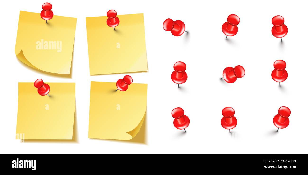 Realistic blank sticky notes isolated on white background. Yellow ...