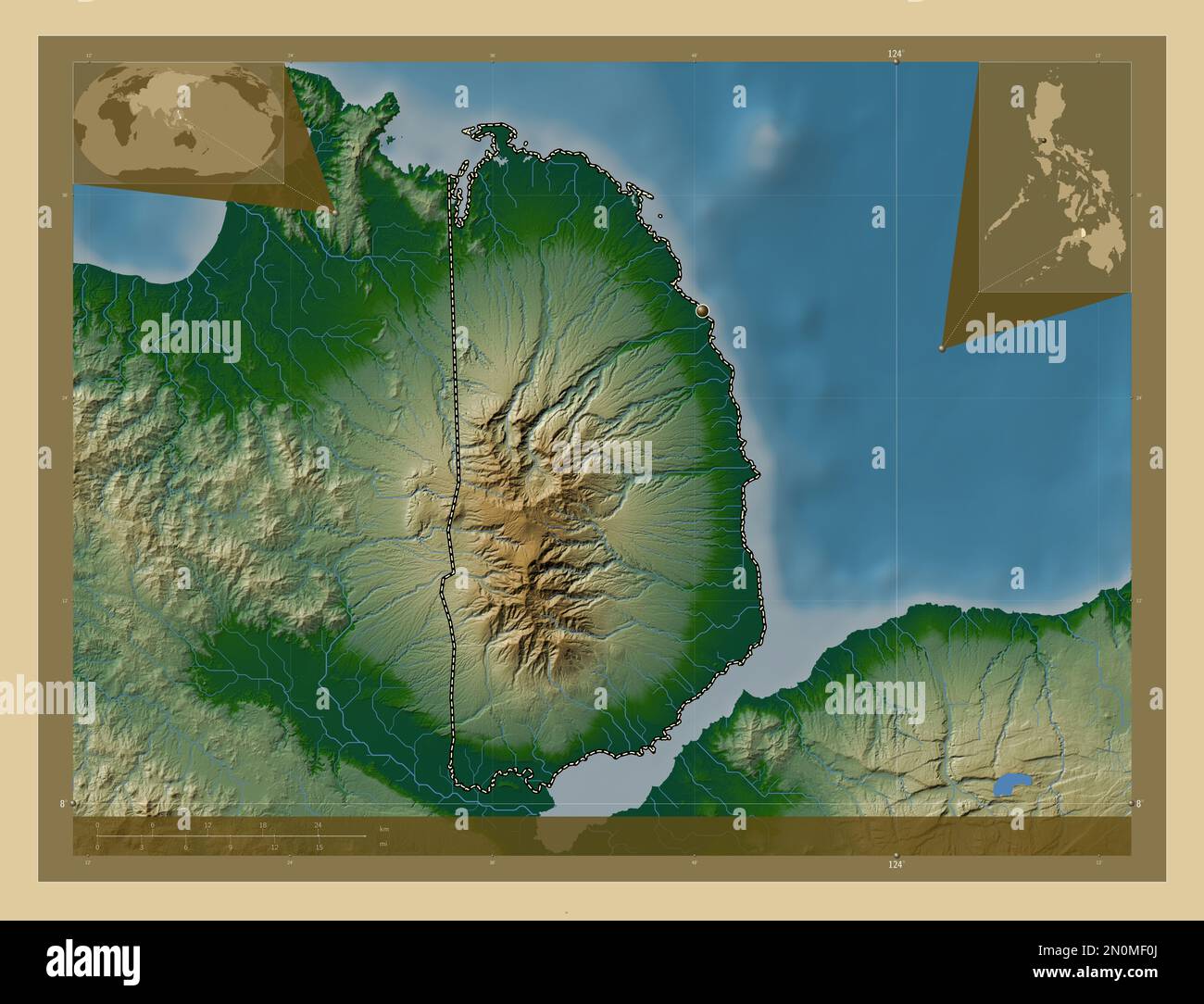 Misamis Occidental, province of Philippines. Colored elevation map with ...