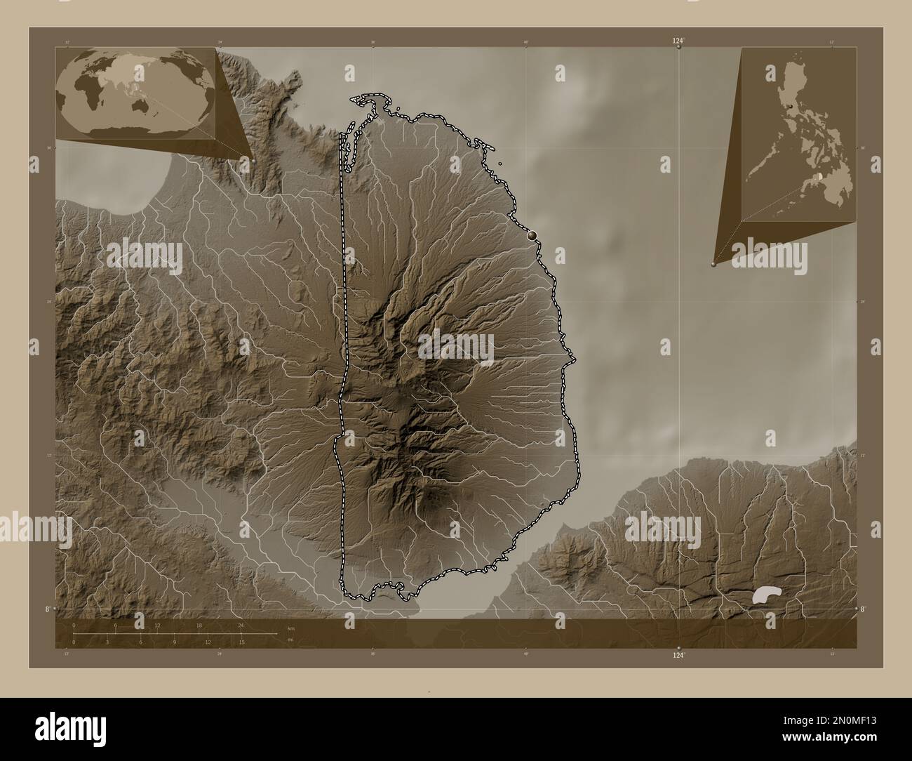 Misamis Occidental, province of Philippines. Elevation map colored in ...