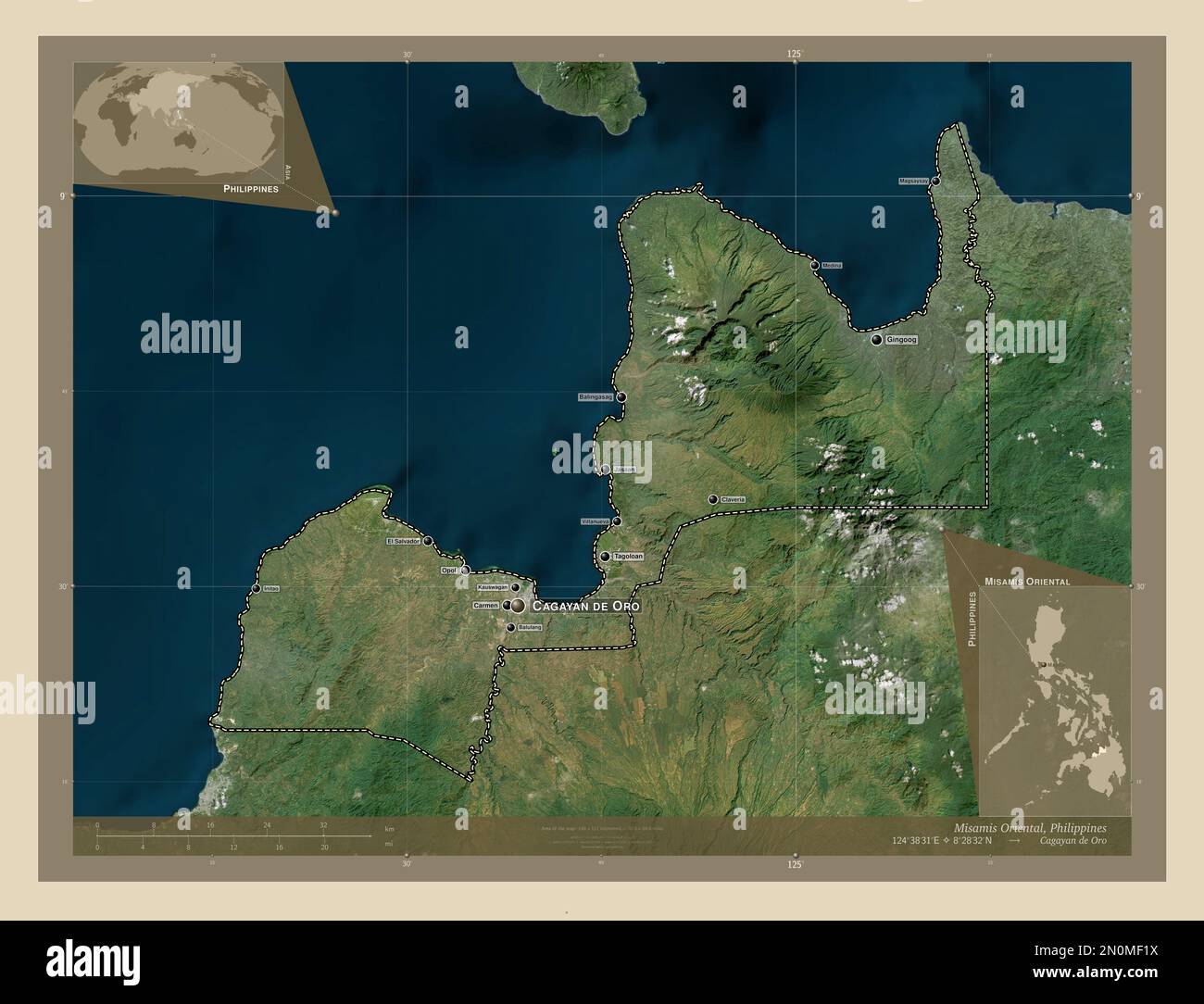 Misamis Oriental, province of Philippines. High resolution satellite ...