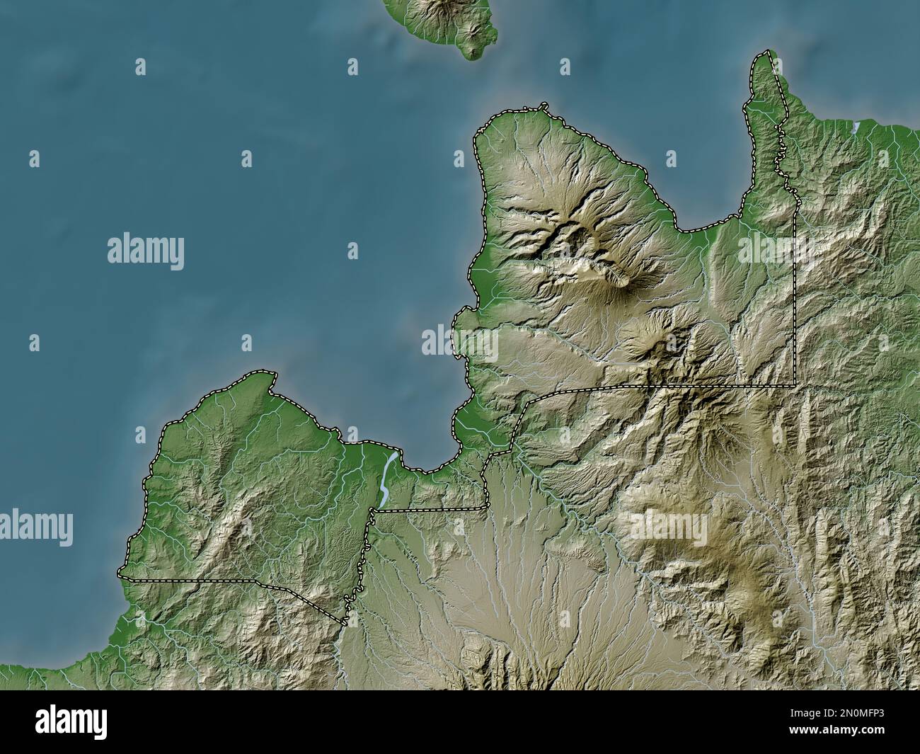 Misamis Oriental, province of Philippines. Elevation map colored in ...