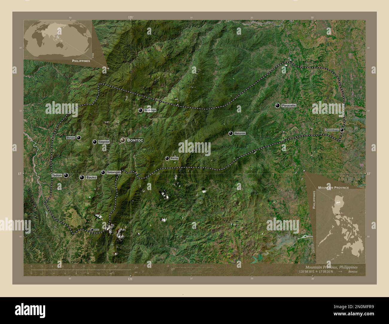 Mountain Province, province of Philippines. High resolution satellite ...