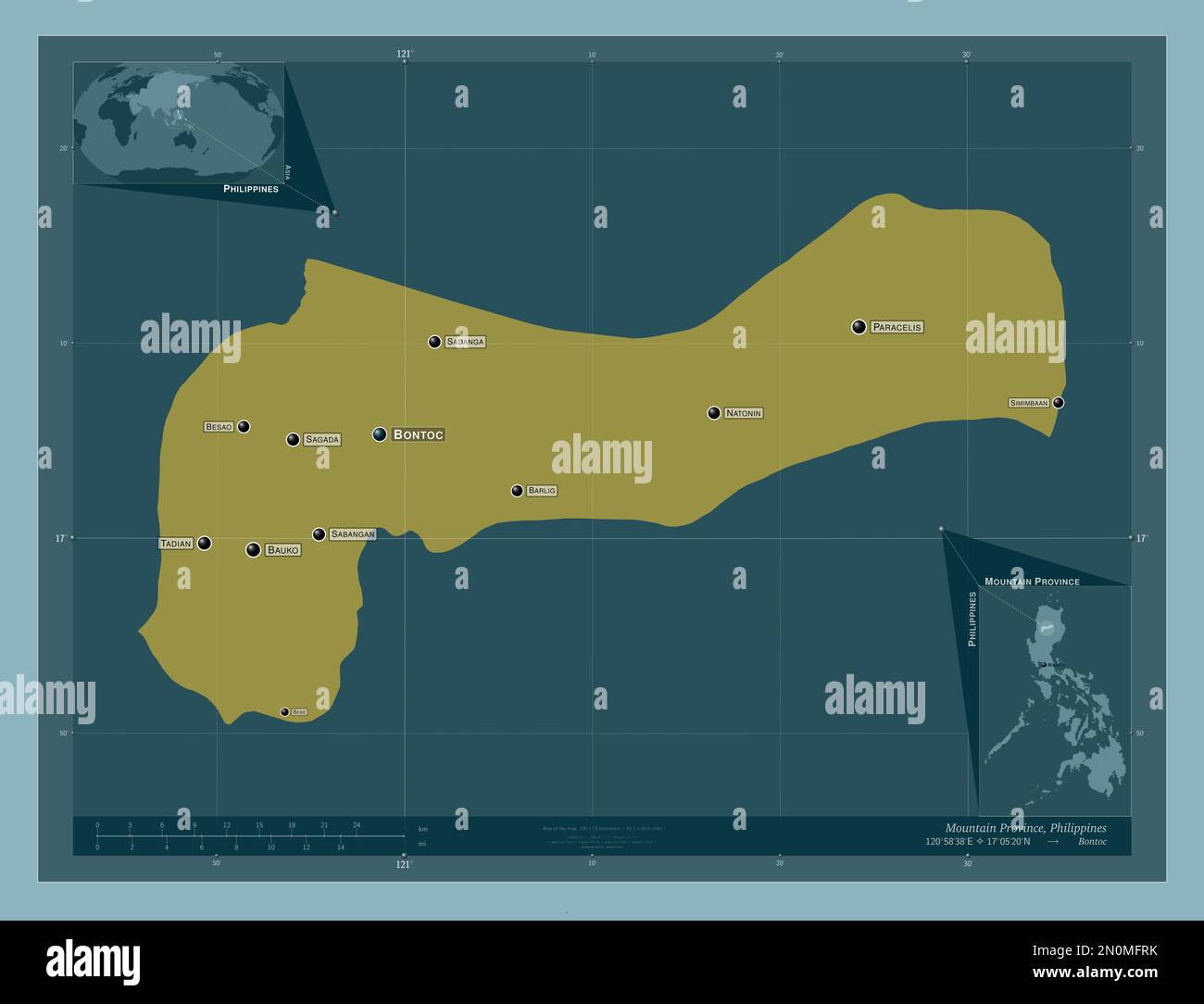 Mountain Province, province of Philippines. Solid color shape ...