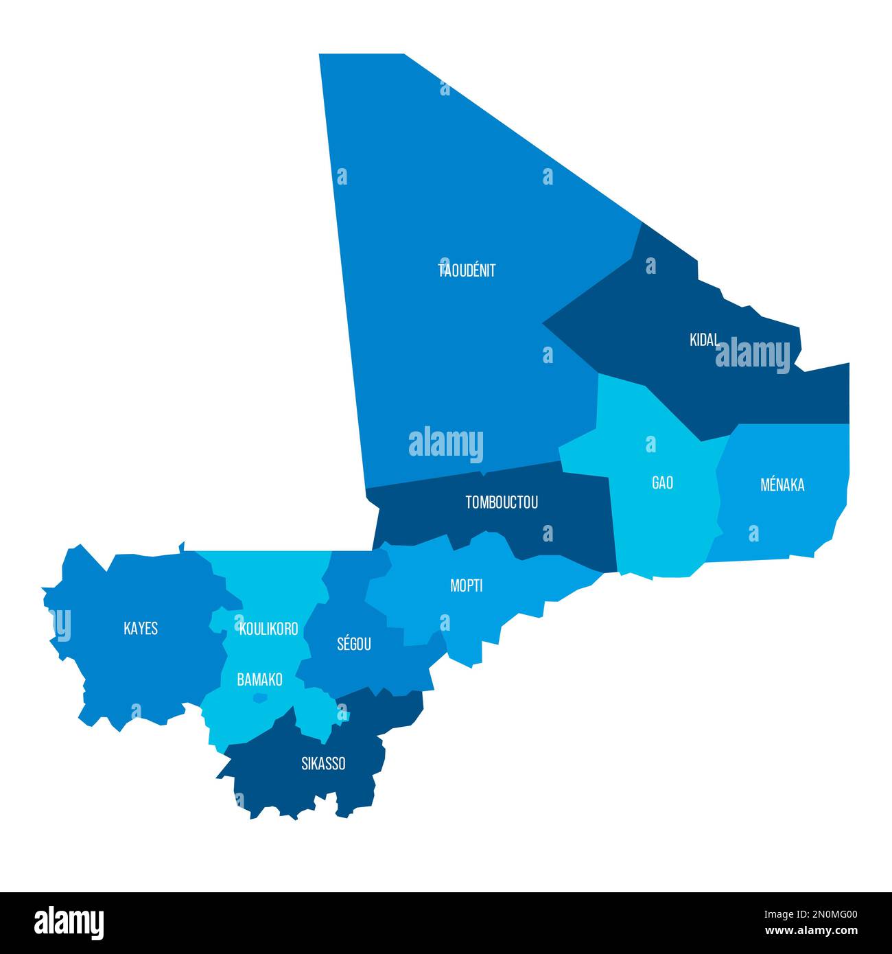 Mali political map of administrative divisions - regions and capital ...