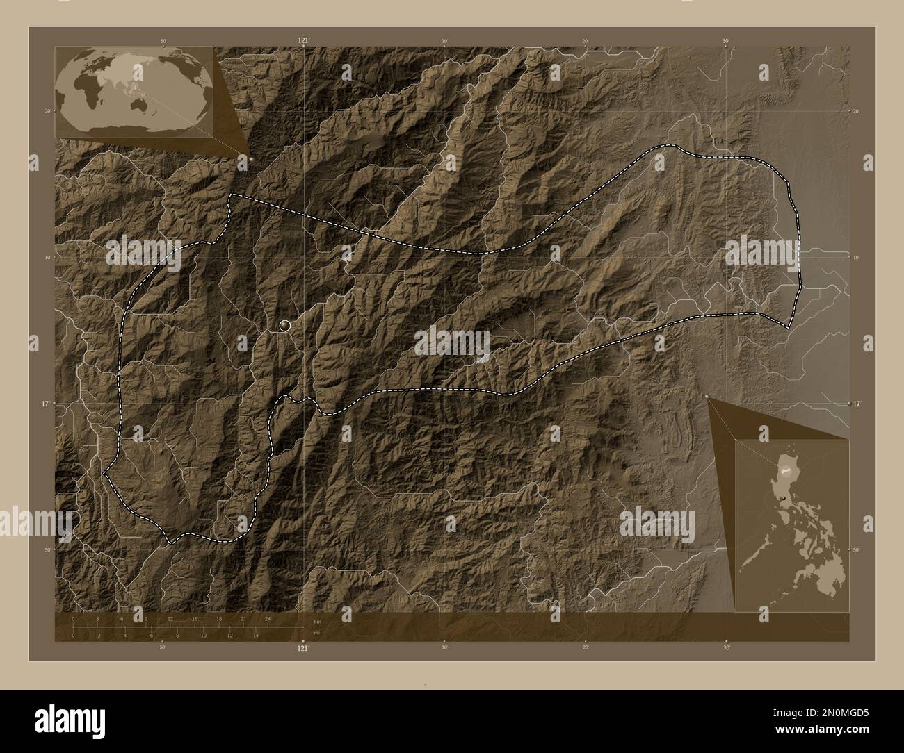 Mountain Province, province of Philippines. Elevation map colored in ...