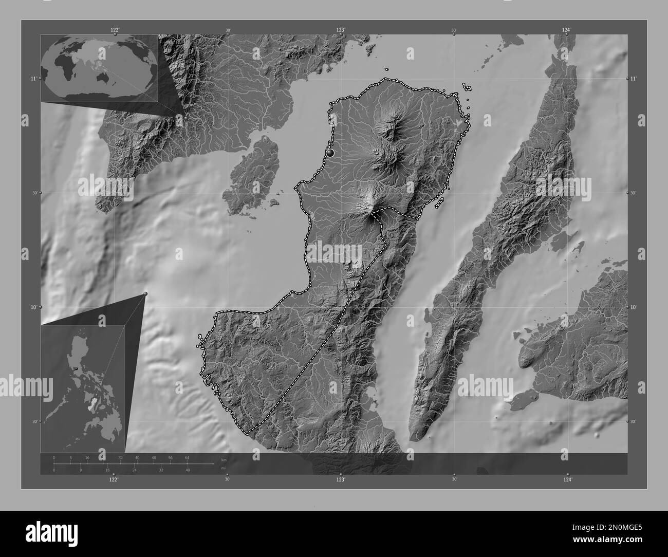 Negros Occidental, province of Philippines. Bilevel elevation map with ...