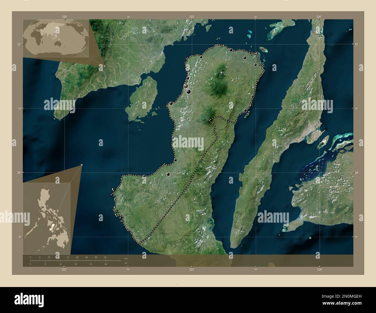 Negros Occidental, province of Philippines. High resolution satellite ...