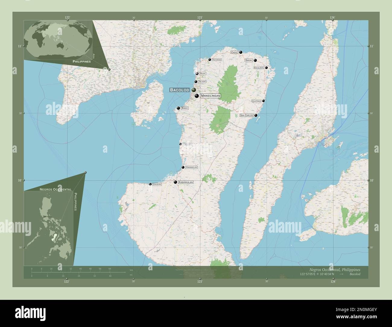Negros Occidental, province of Philippines. Open Street Map. Locations ...