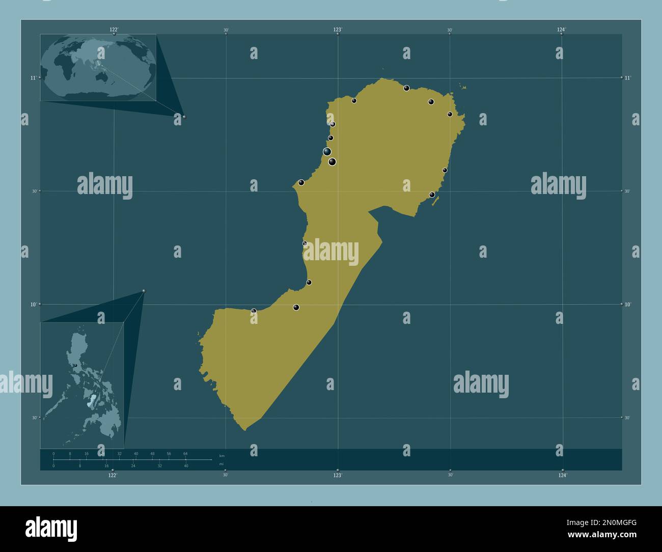 Negros Occidental, province of Philippines. Solid color shape ...