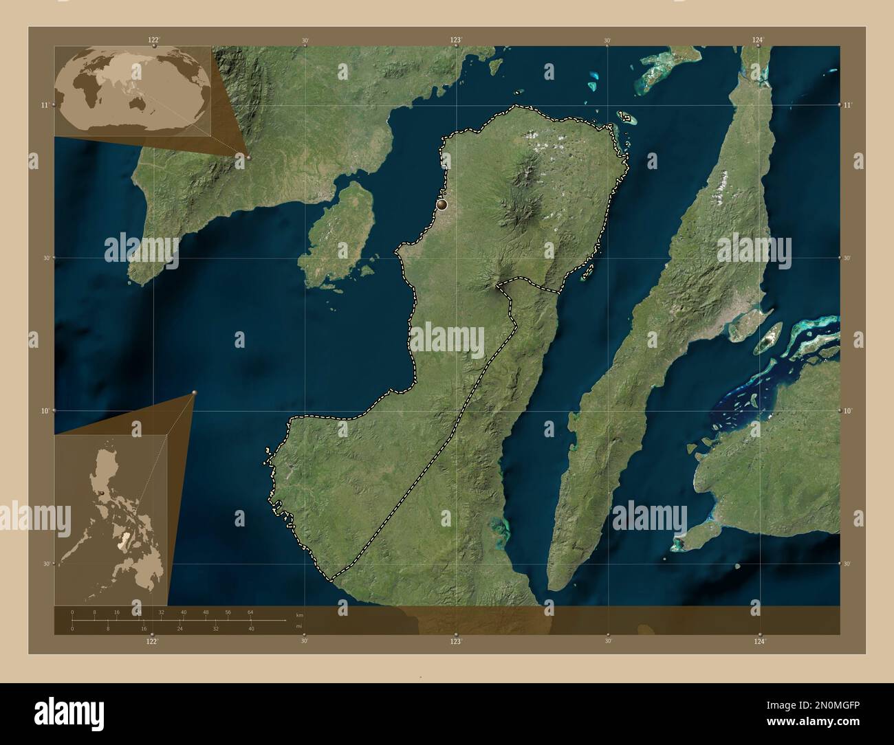 Negros Occidental, province of Philippines. Low resolution satellite ...