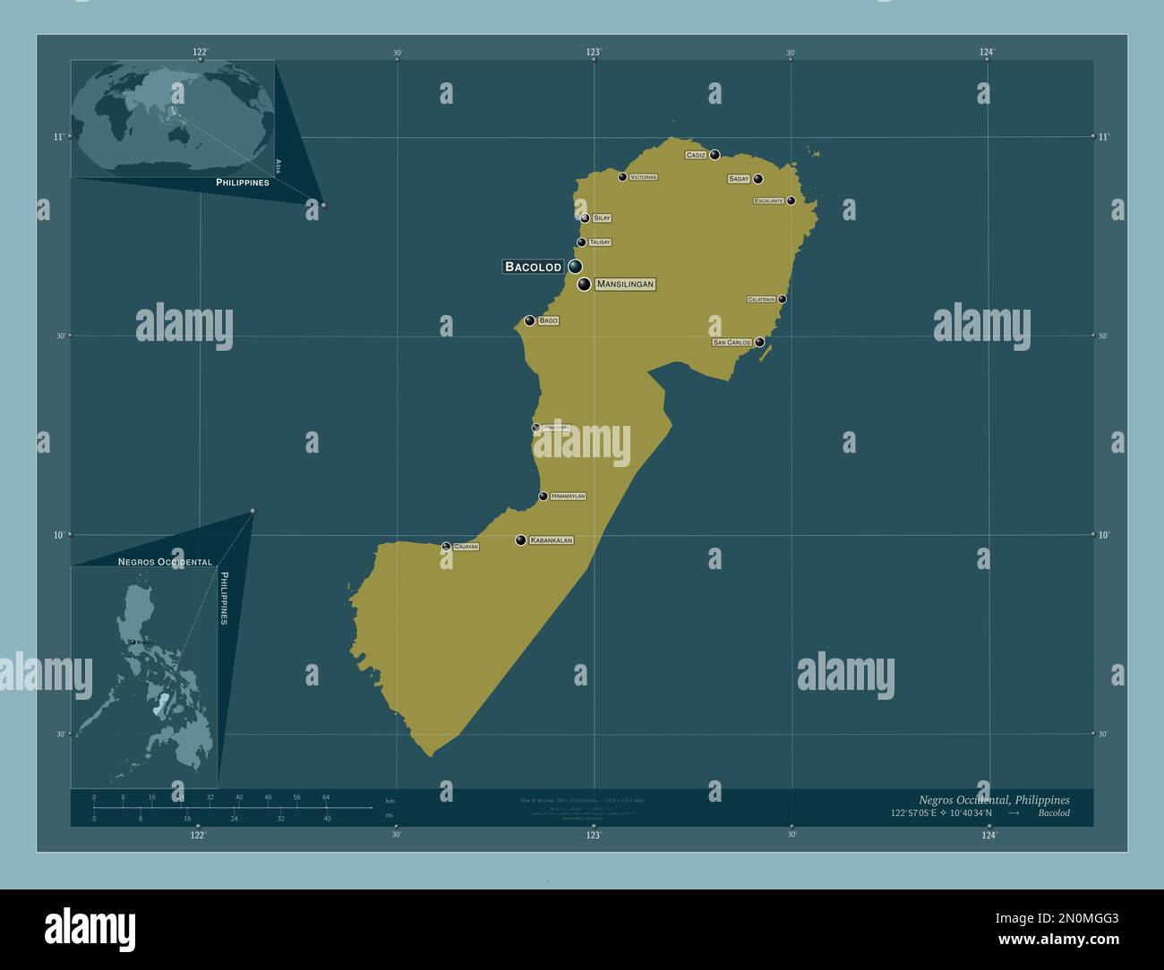 Negros Occidental, province of Philippines. Solid color shape ...