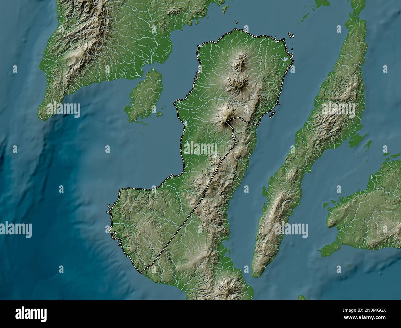 Negros Occidental, province of Philippines. Elevation map colored in ...