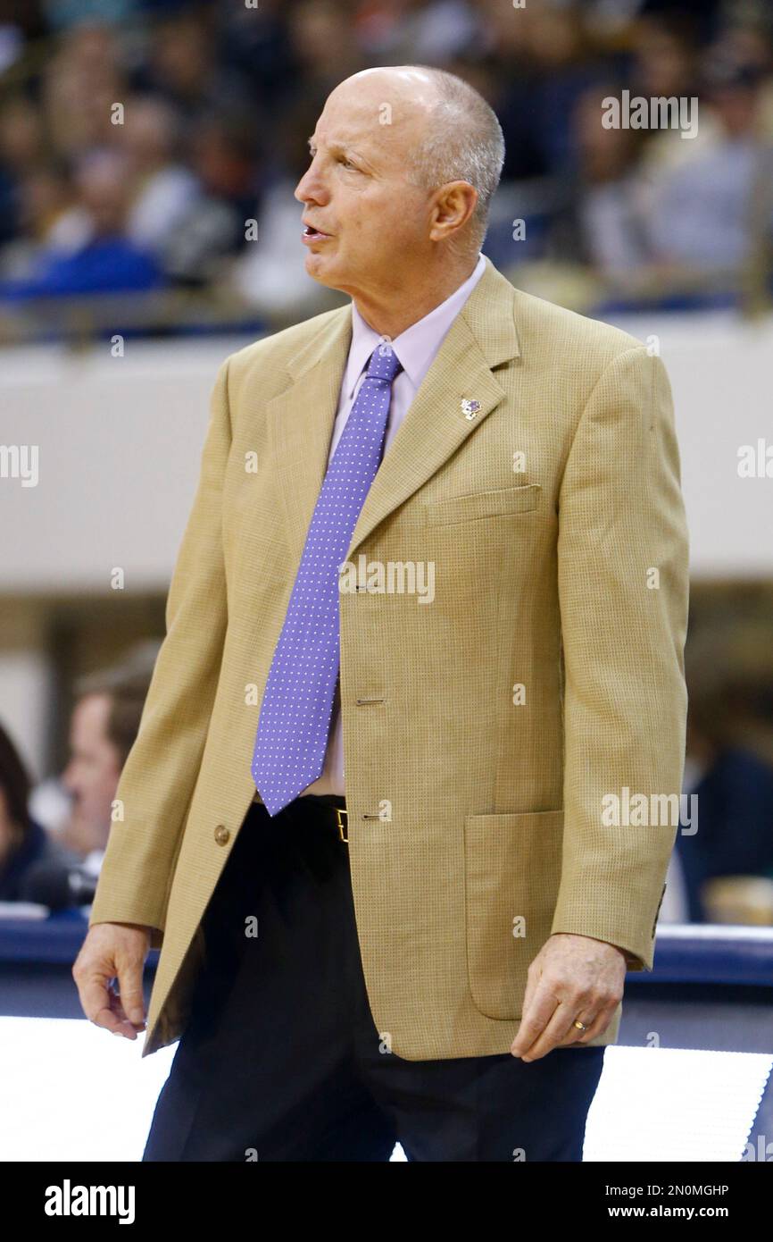 Western Carolina head coach Larry Hunter talks to his team in an NCAA ...