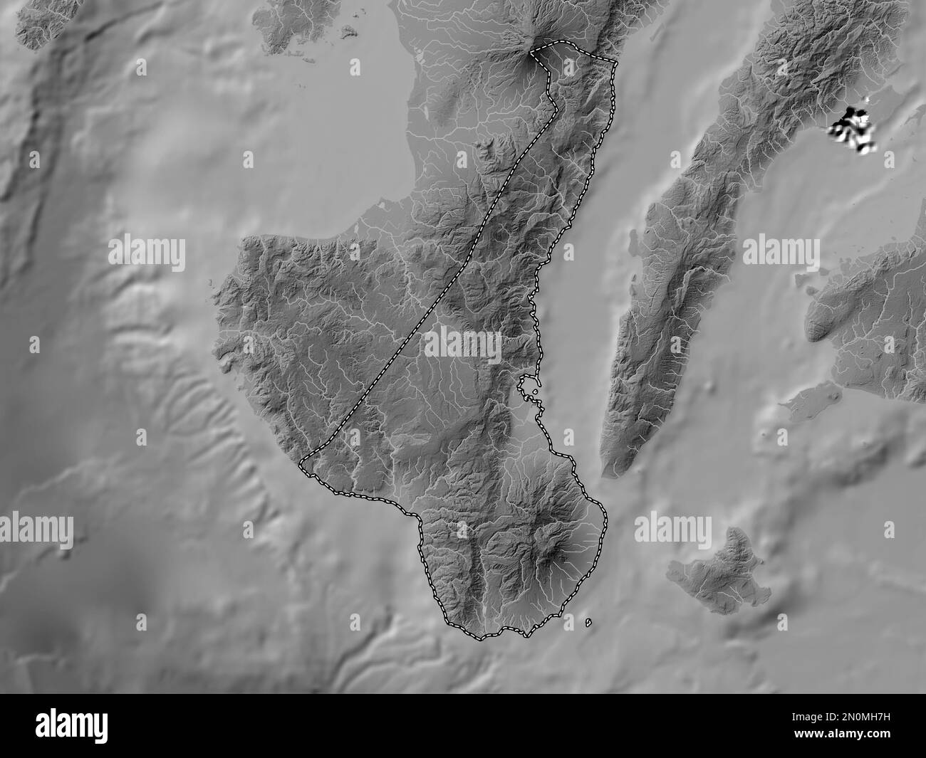 Negros Oriental, province of Philippines. Grayscale elevation map with ...