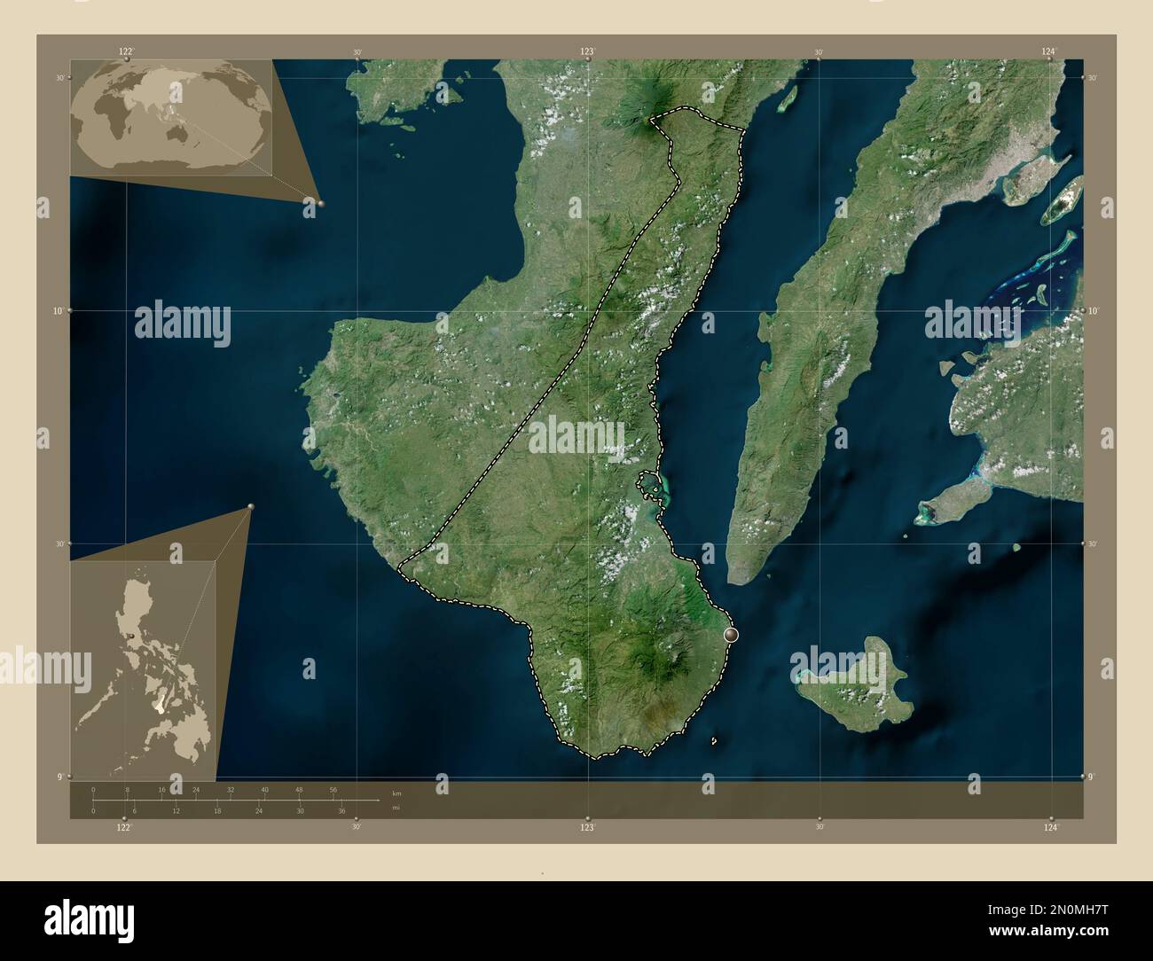 Negros Oriental, province of Philippines. High resolution satellite map ...