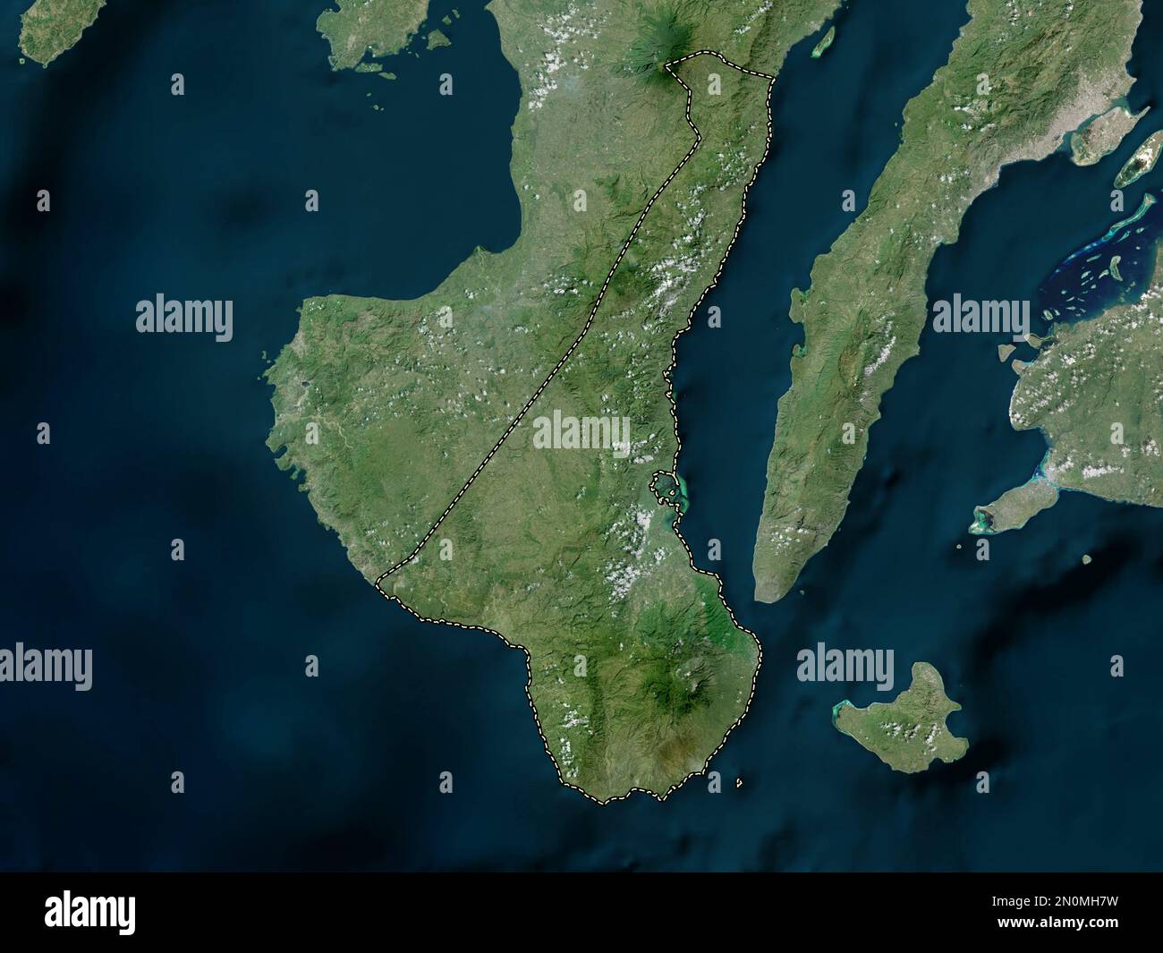 Negros Oriental, province of Philippines. High resolution satellite map ...