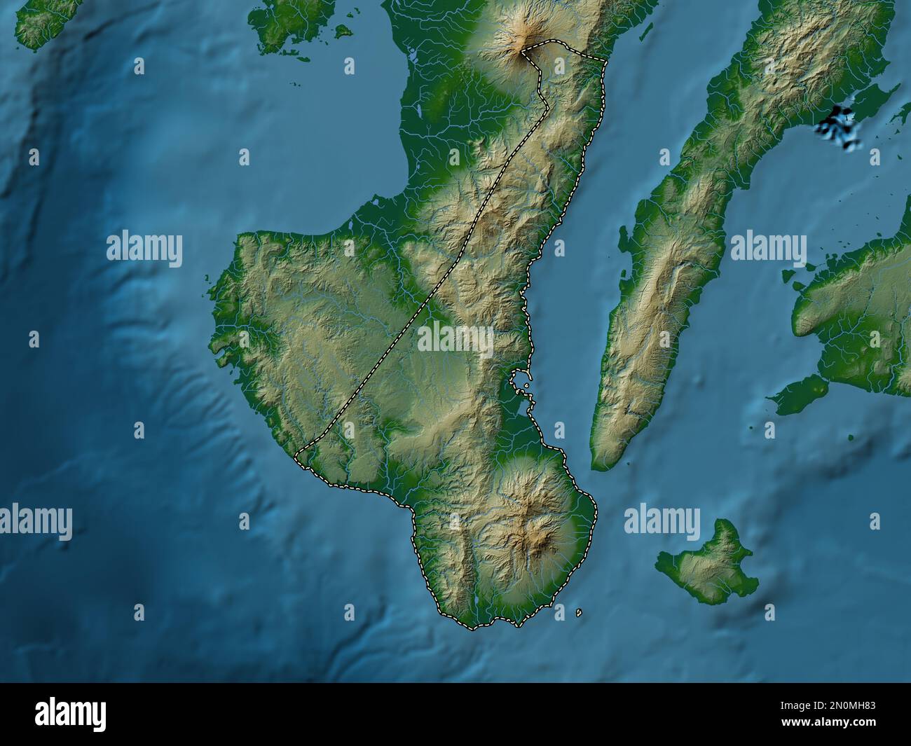 Negros Oriental, province of Philippines. Colored elevation map with ...