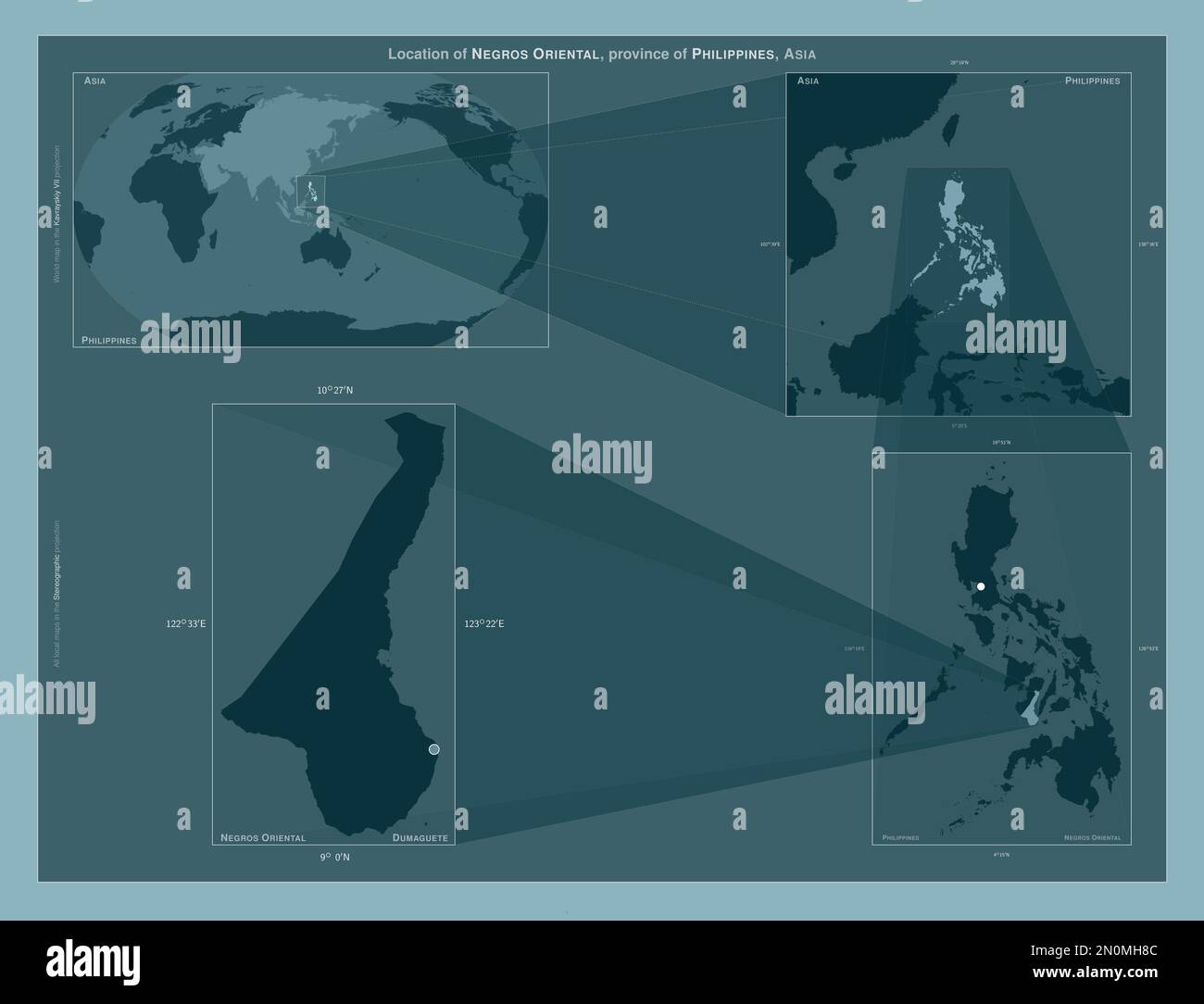 Negros Oriental, province of Philippines. Diagram showing the location ...