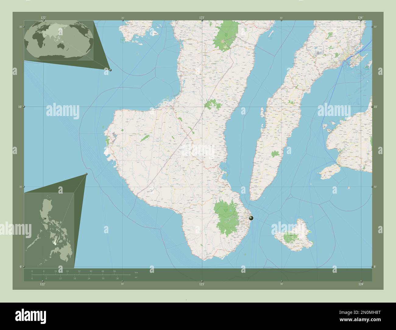 Negros Oriental, province of Philippines. Open Street Map. Corner ...
