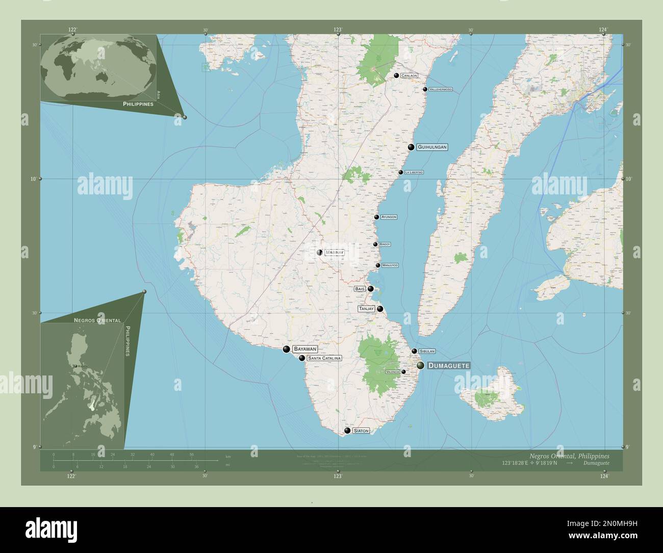 Negros Oriental, province of Philippines. Open Street Map. Locations ...