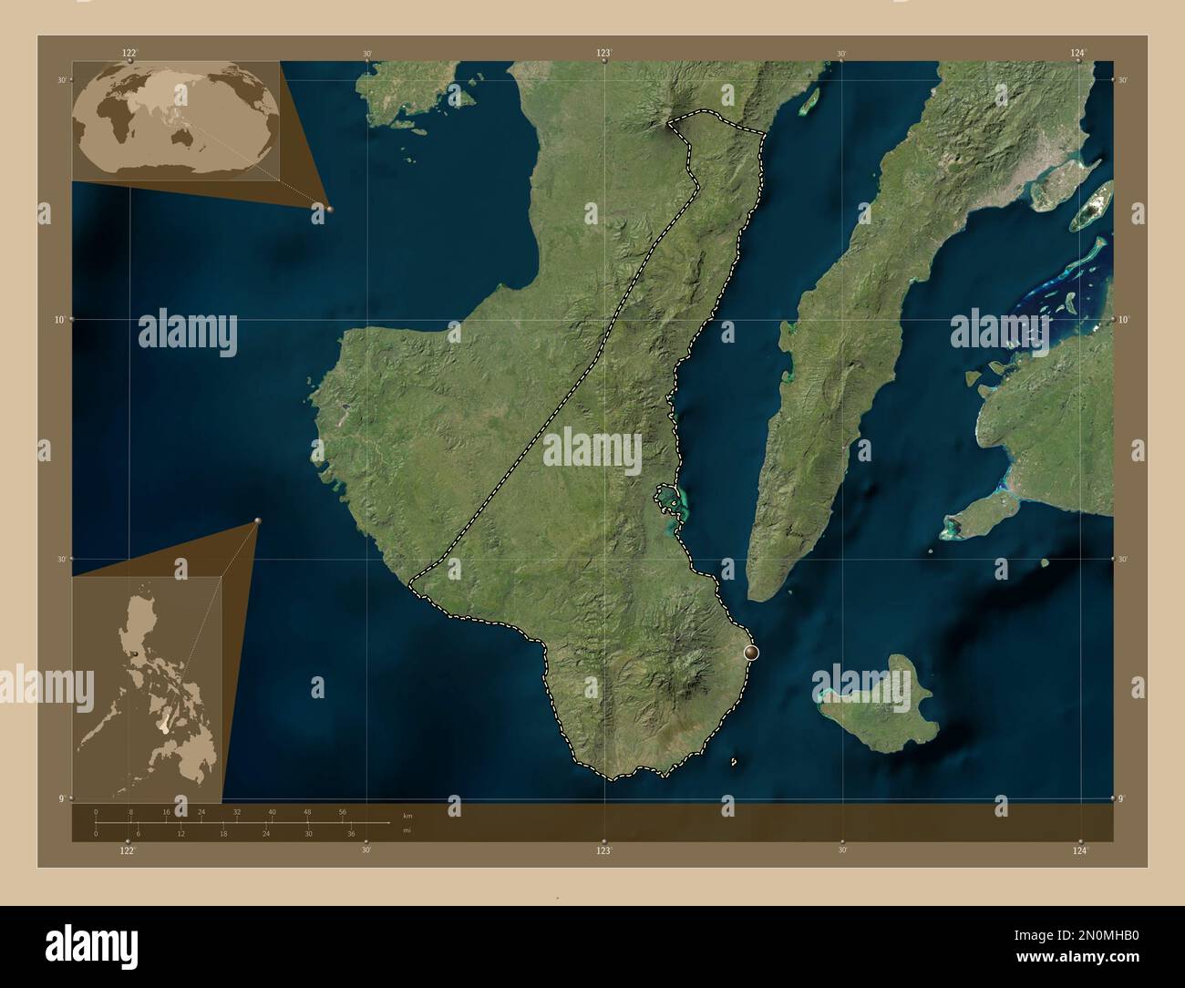 Negros Oriental, province of Philippines. Low resolution satellite map ...