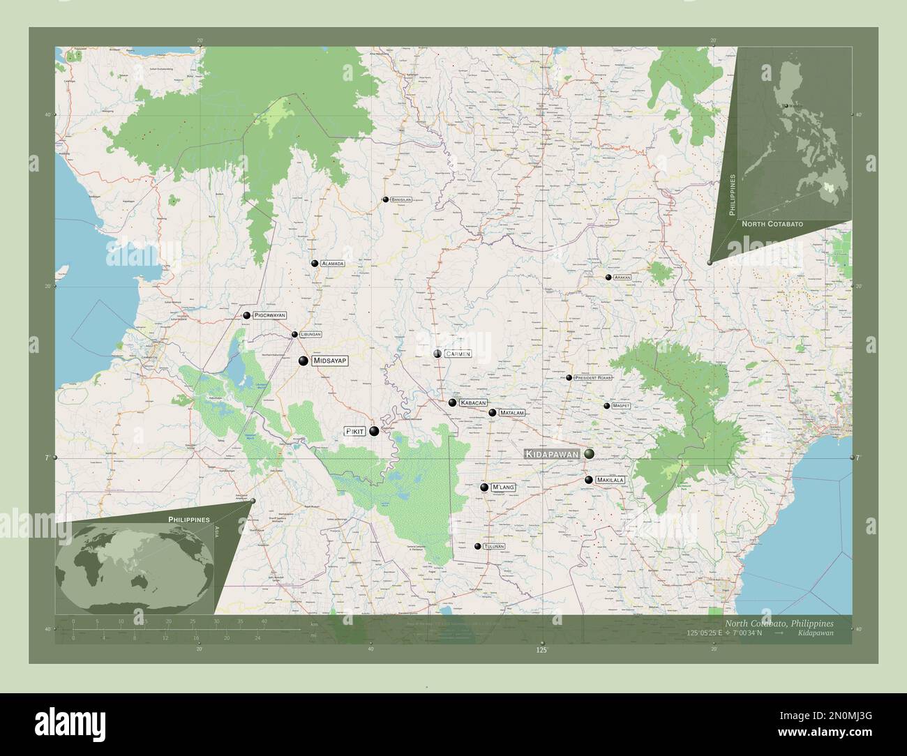 North Cotabato, province of Philippines. Open Street Map. Locations and ...