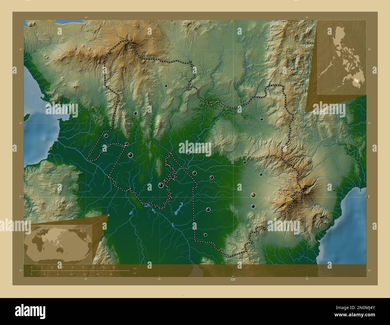 North Cotabato, province of Philippines. Colored elevation map with ...