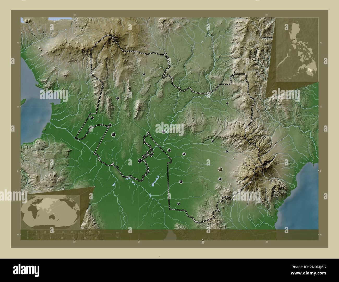 North Cotabato, province of Philippines. Elevation map colored in wiki ...