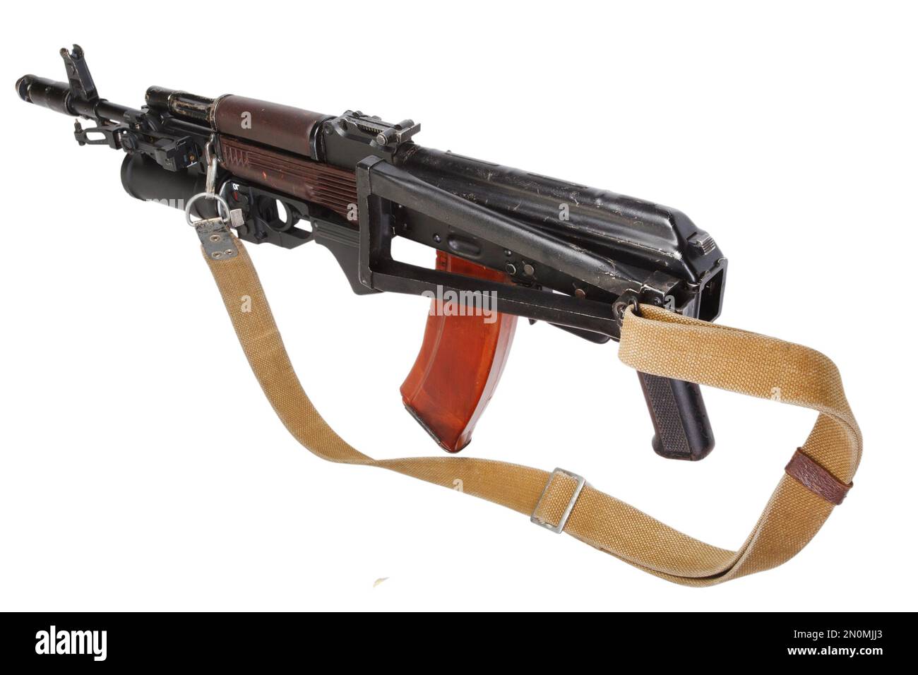 Kalashnikov AK 74 rifle with under-barrel grenade launcher isolated on ...
