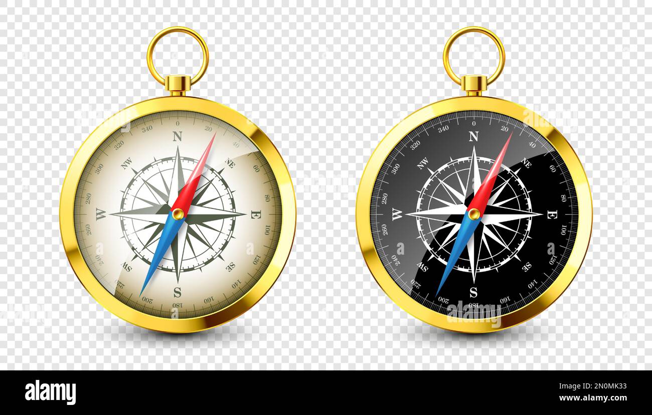 Realistic golden vintage compass with marine wind rose and cardinal ...