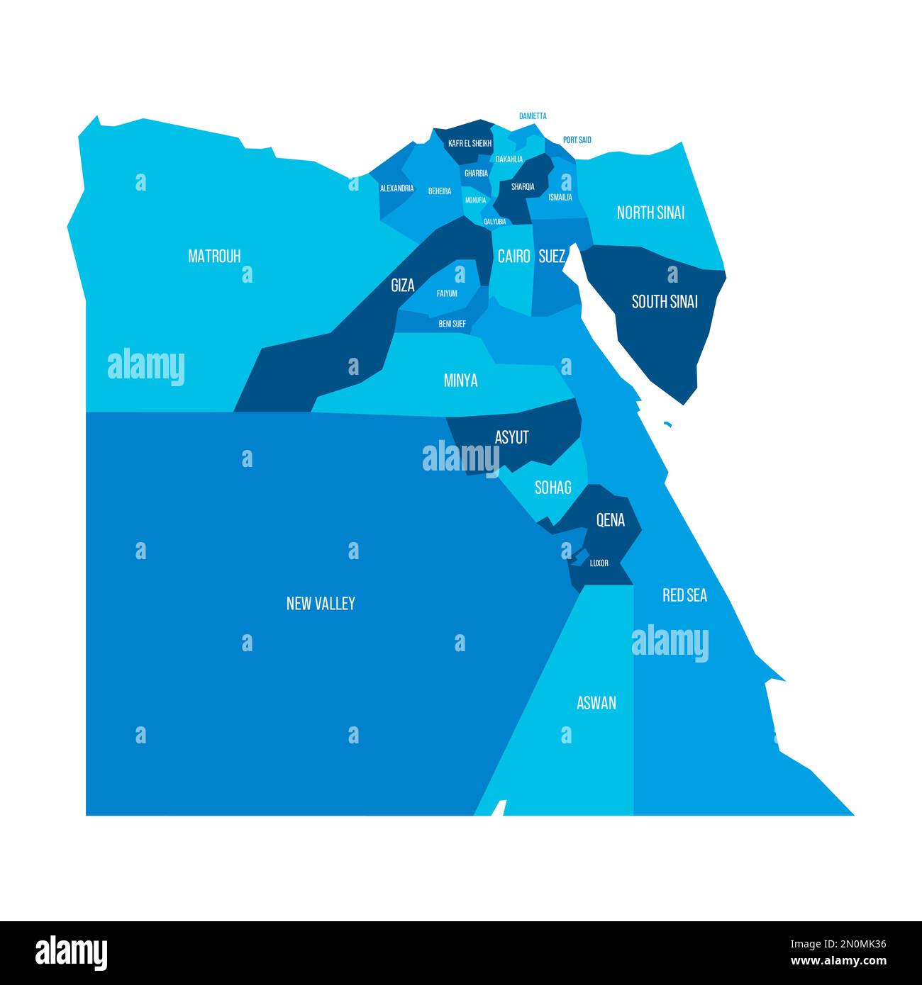 Egypt political map of administrative divisions - governorates. Flat ...