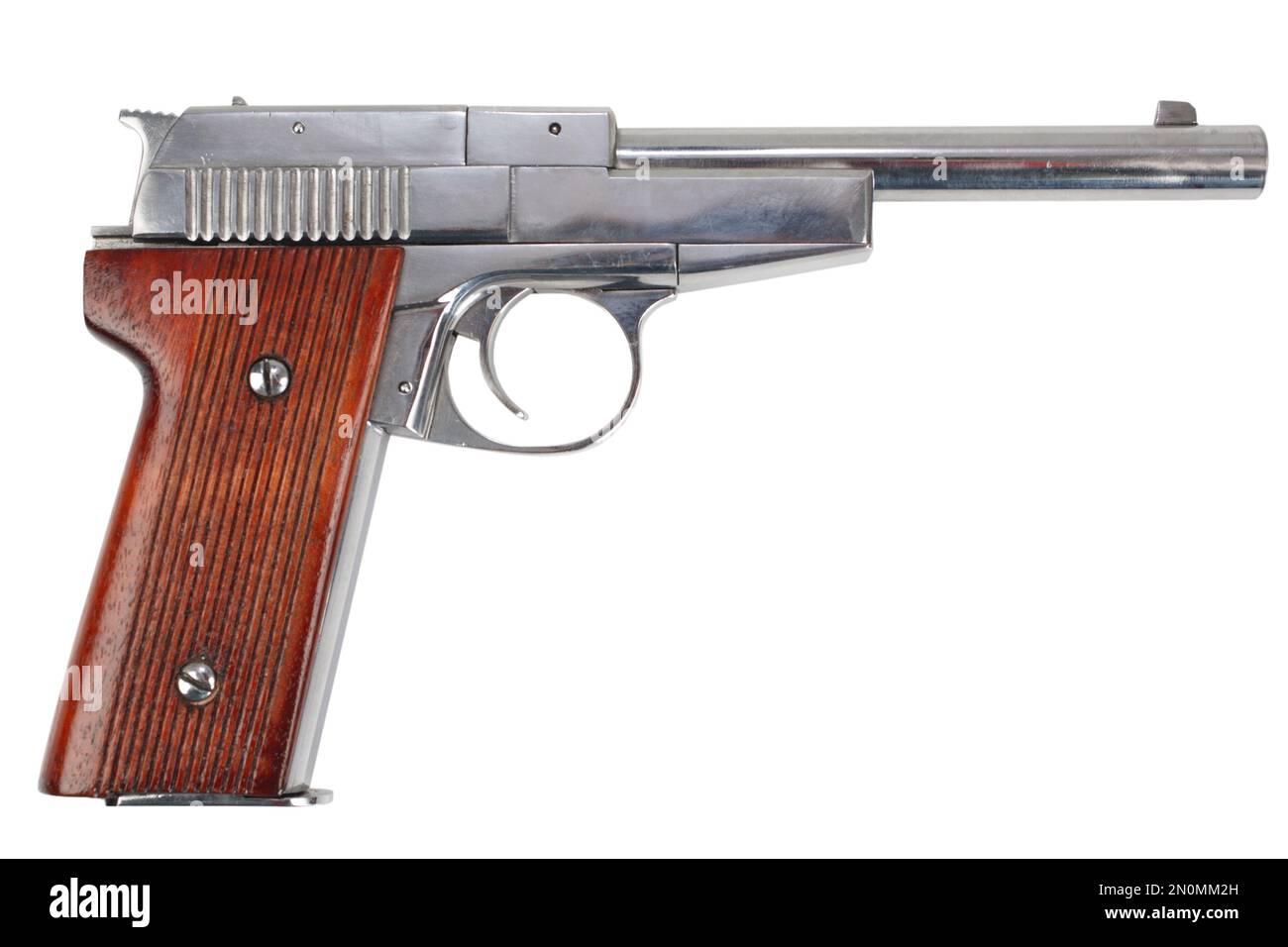 Vintage retro handgun isolated on white background Stock Photo - Alamy