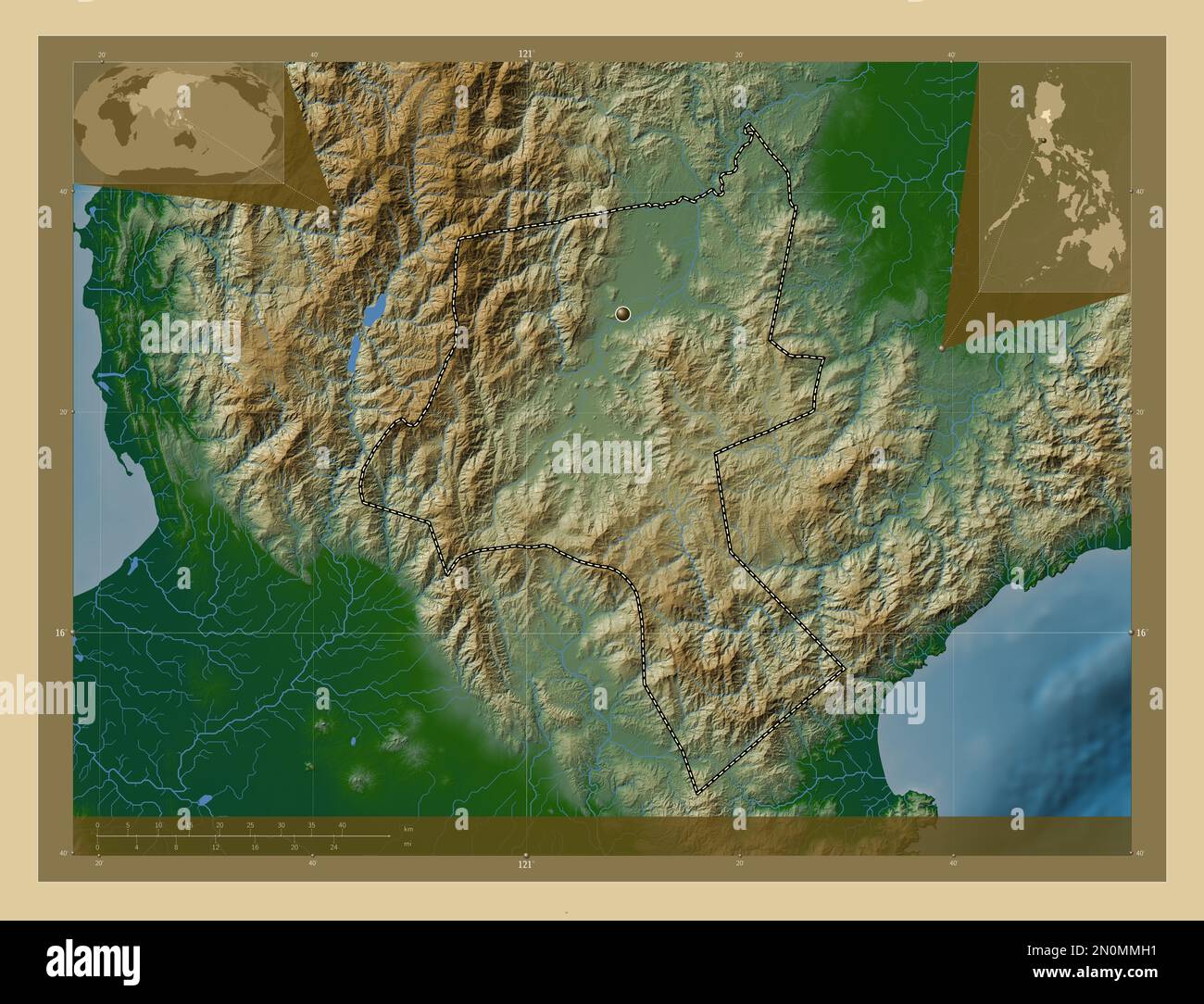 Nueva Vizcaya, province of Philippines. Colored elevation map with ...