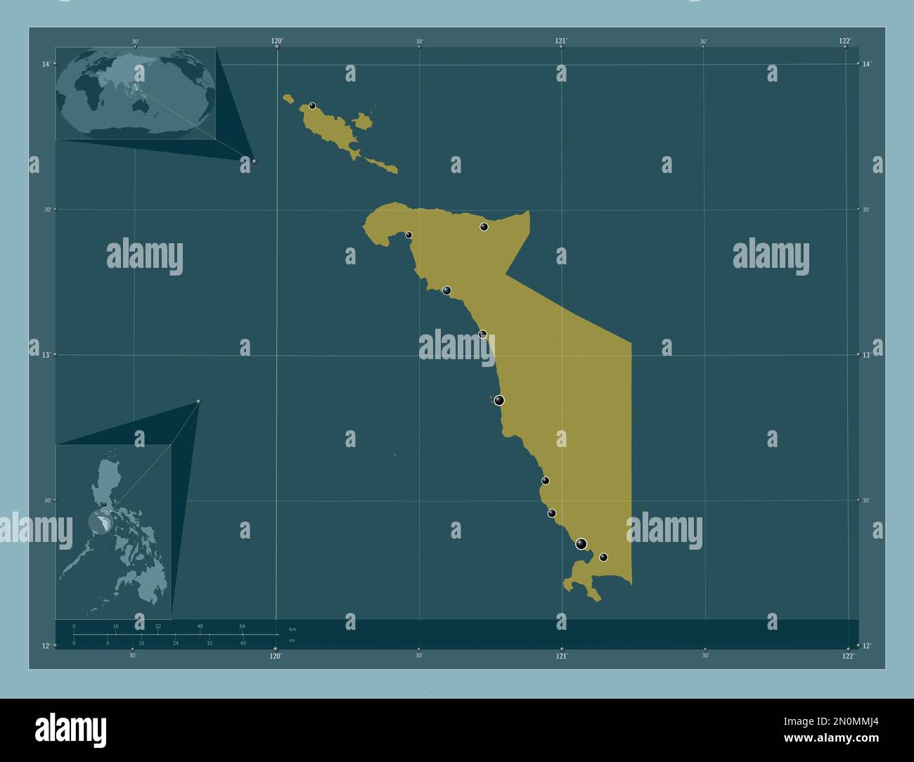 Occidental Mindoro, province of Philippines. Solid color shape ...