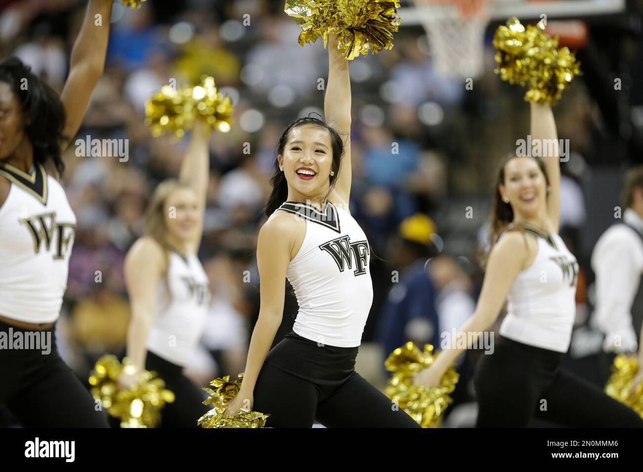 Wake Forest cheerleaders perform in the first half of an NCAA college ...