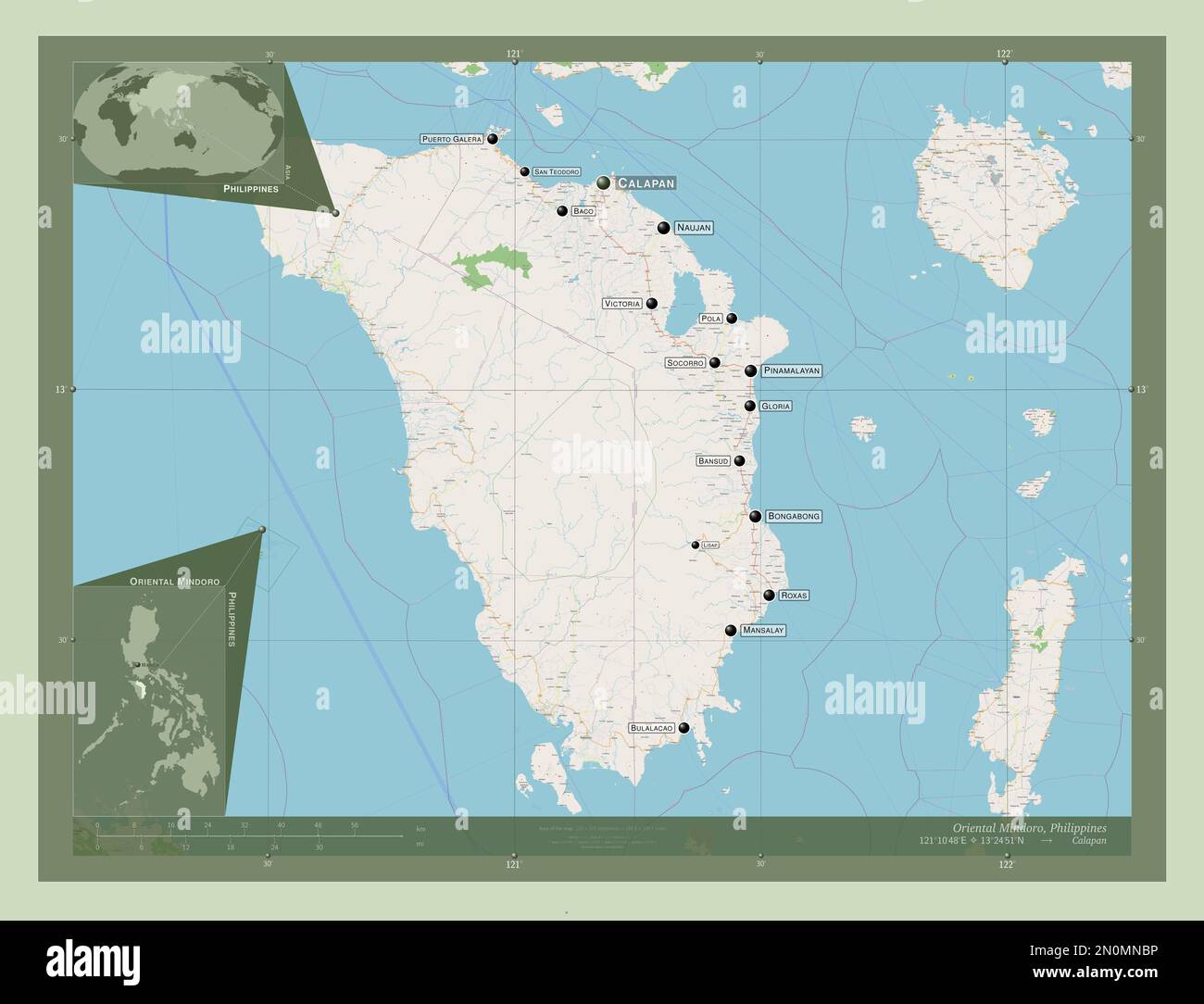 Oriental Mindoro, province of Philippines. Open Street Map. Locations ...