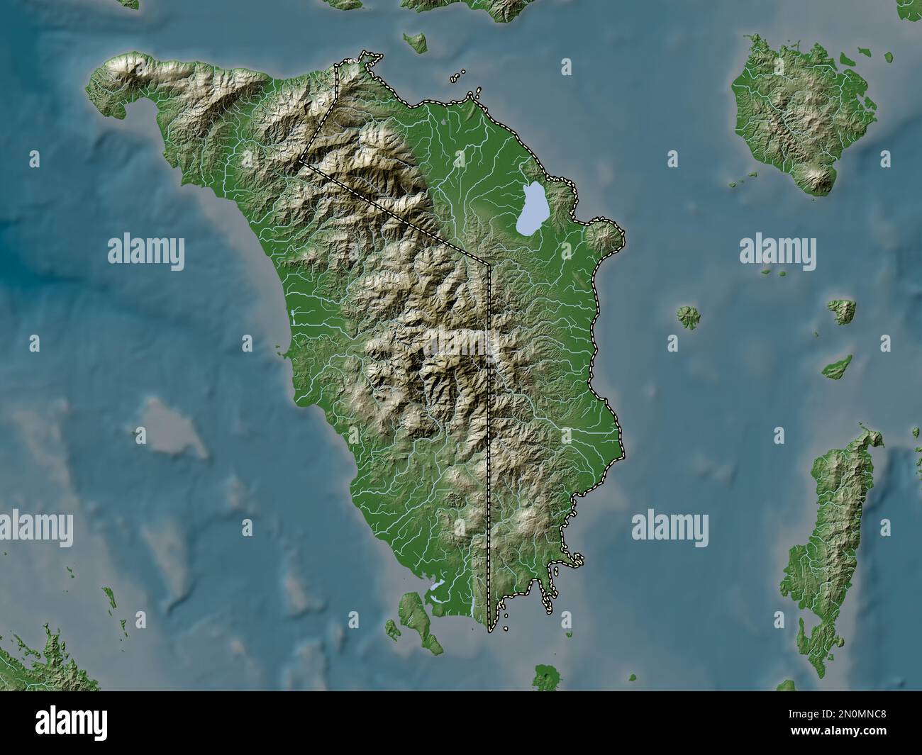 Oriental Mindoro, province of Philippines. Elevation map colored in ...