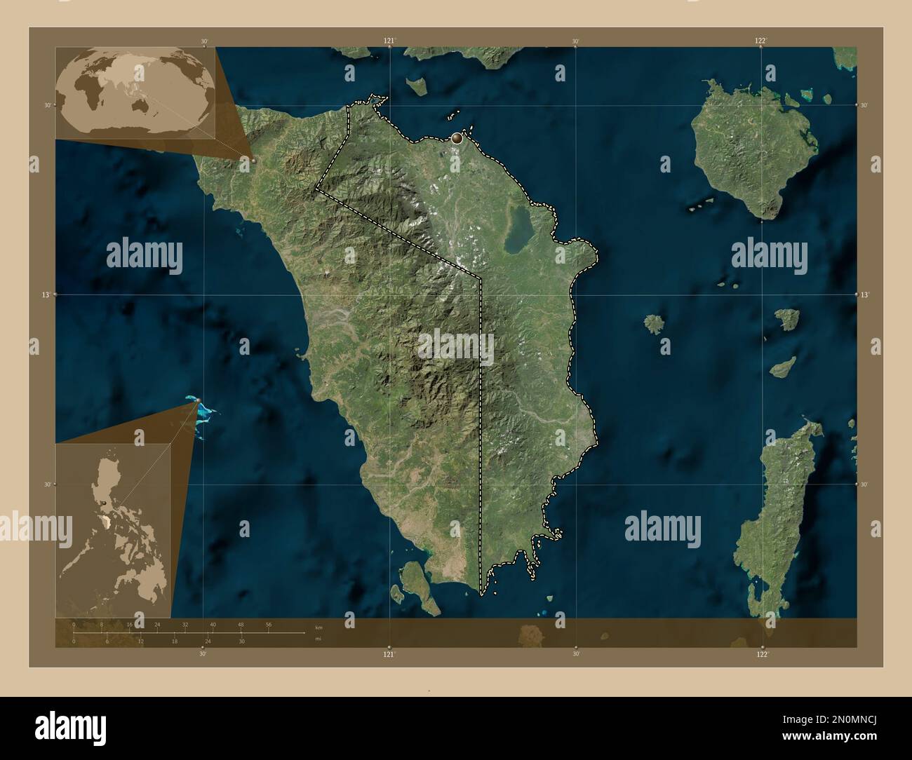 Oriental Mindoro, province of Philippines. Low resolution satellite map ...