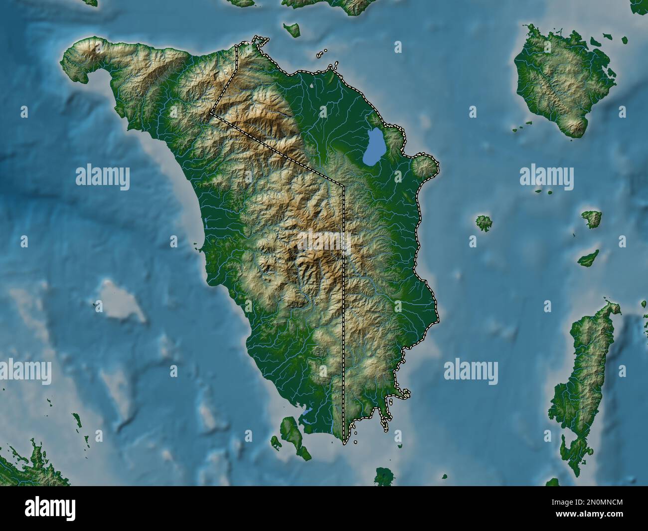 Oriental Mindoro, province of Philippines. Colored elevation map with ...