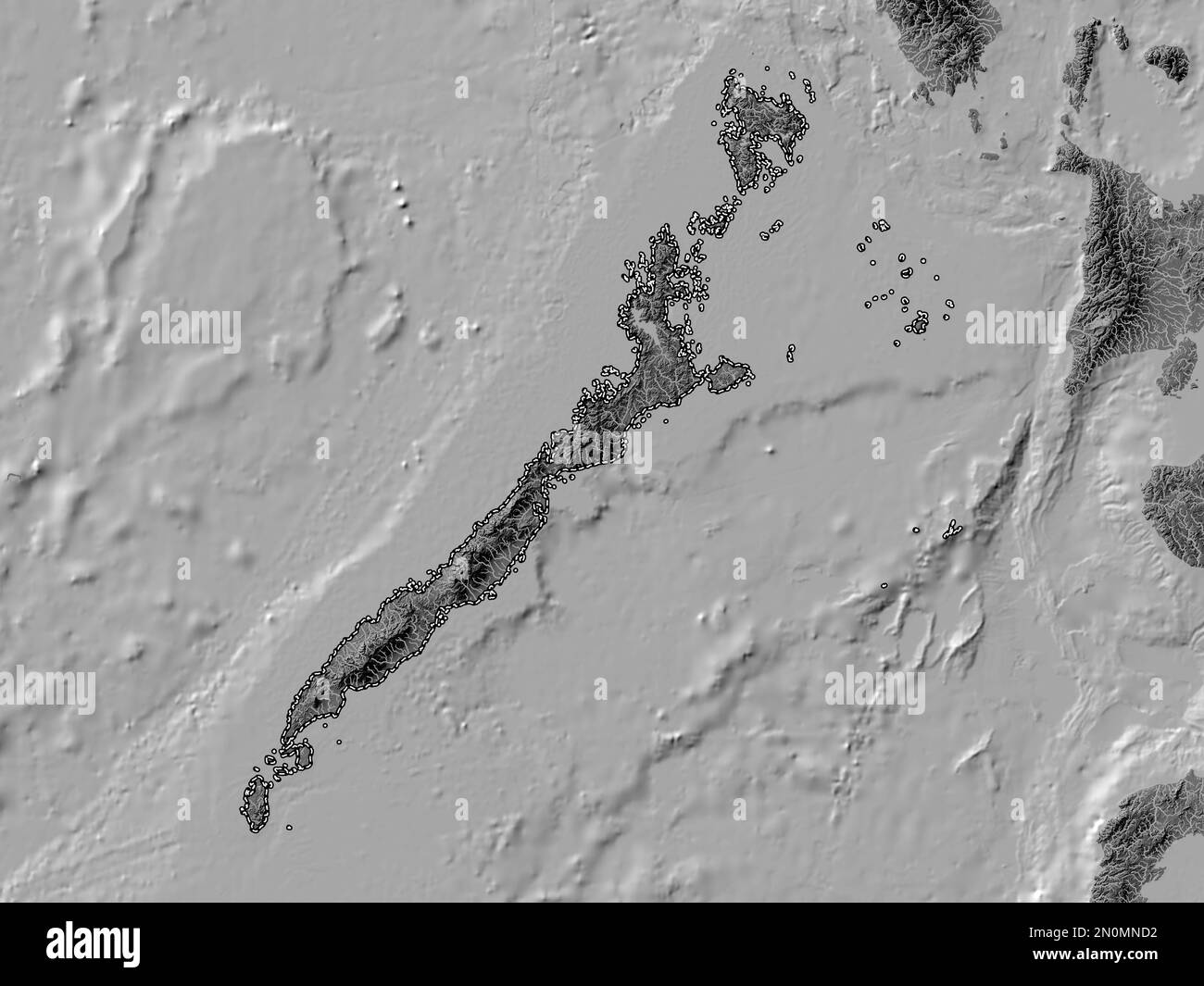 Palawan, province of Philippines. Bilevel elevation map with lakes and ...