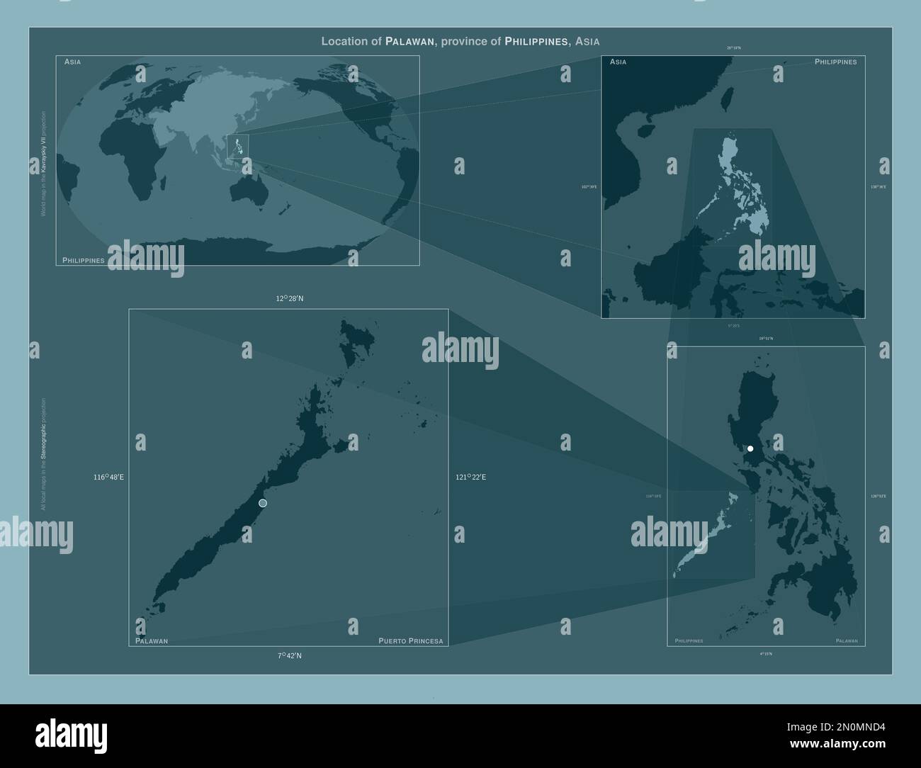 Palawan, province of Philippines. Diagram showing the location of the ...